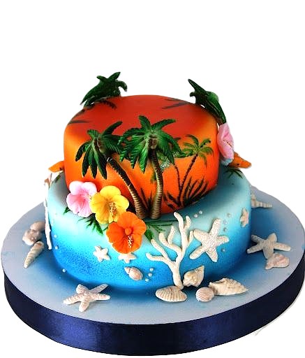 Tropical Sunset Beach Cake – 7th Heaven Bakery UK