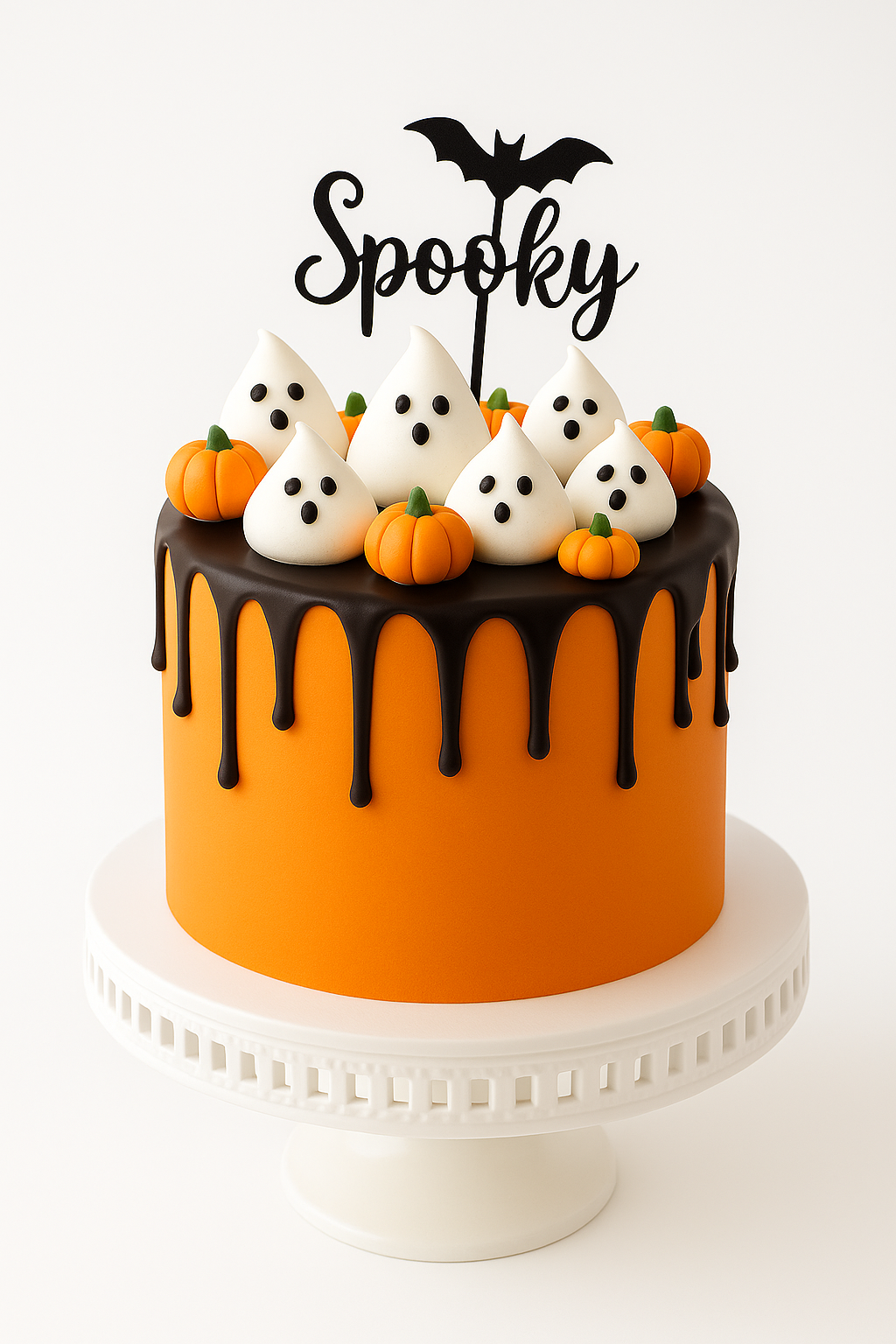 Spooky Ghost & Pumpkin Drip Cake – 7th Heaven Bakery UK